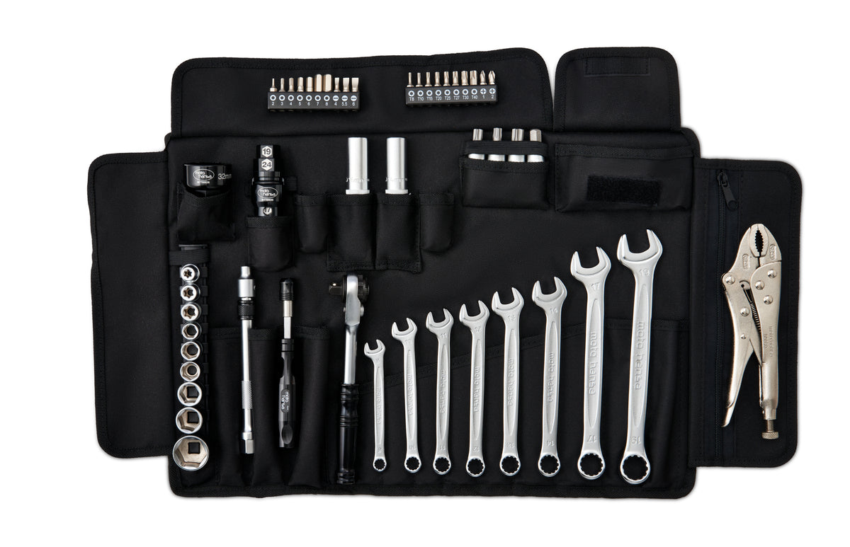 TRIPLE BLACK Adventure Motorcycle ADV Tool Kit: Motohansa Pro Series ...