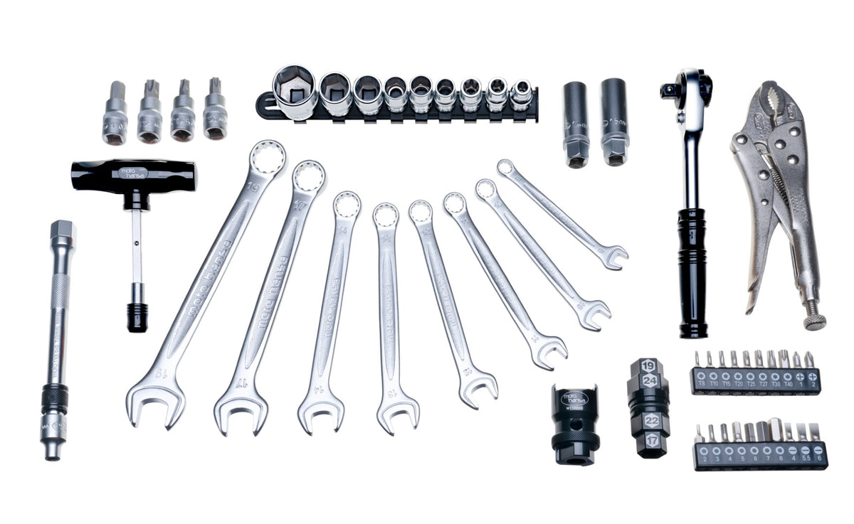 TRIPLE BLACK Adventure Motorcycle ADV Tool Kit: Motohansa Pro Series ...